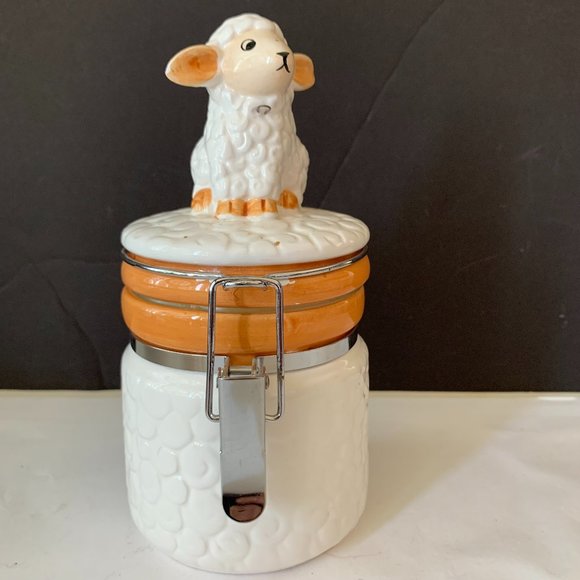 Kitchen | Vintage Ceramic Canister With Sitting Sheep On Top 7 By 3 ...